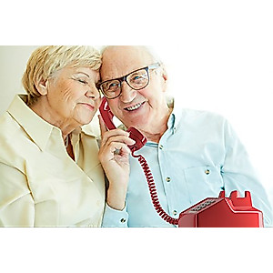 Home Intuition Classic Corded Phone for Hearing Impaired Telephone for Seniors with Extra Loud Ringer, Red