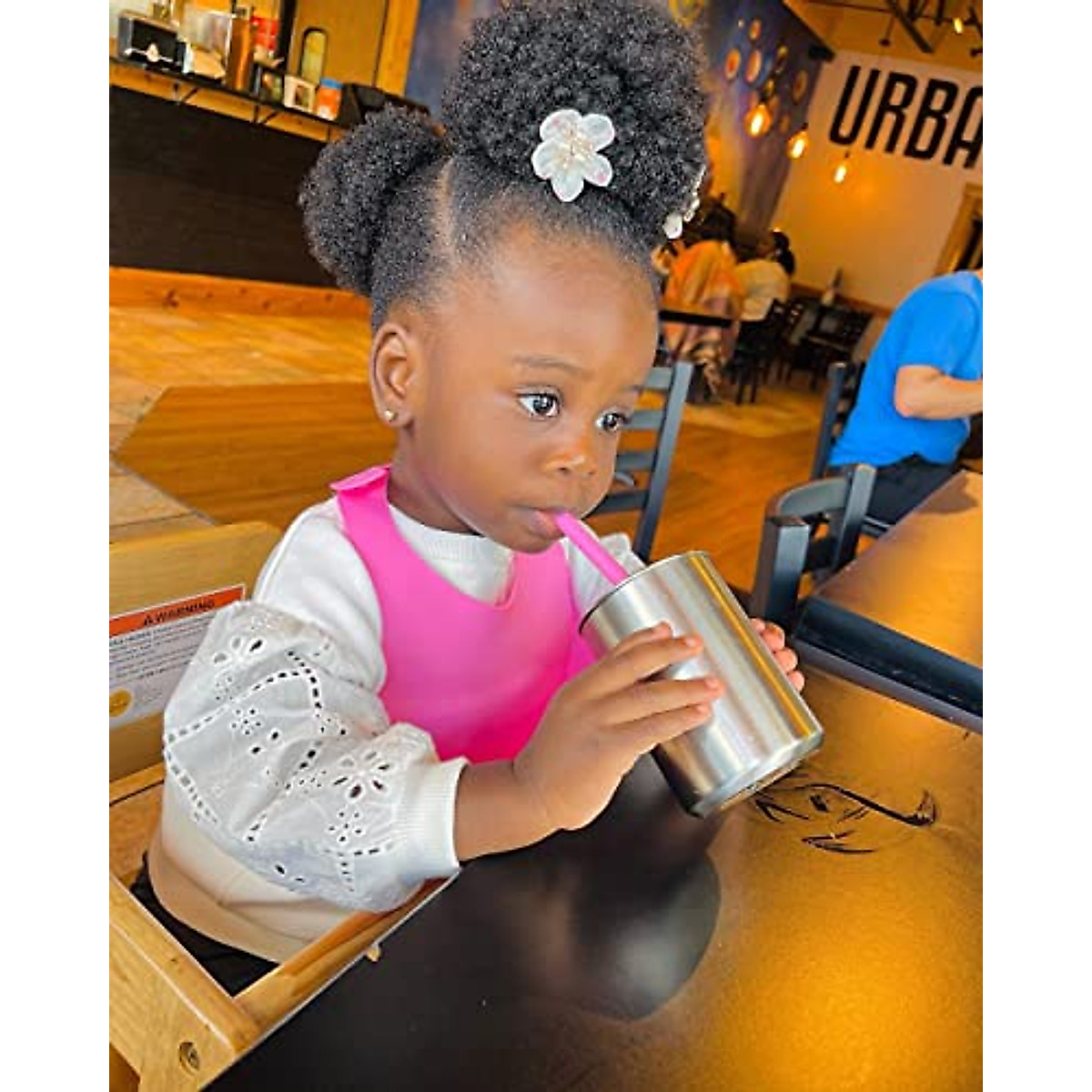 Avanchy Reusable Silicone Straws for Toddlers & Kids - 5 pcs Flexible Short Drink 5" Straws, BPA free, Baby Cup-Flexible Safe Fun Cute Thin for Chewing with Bendable Brush (Gray)