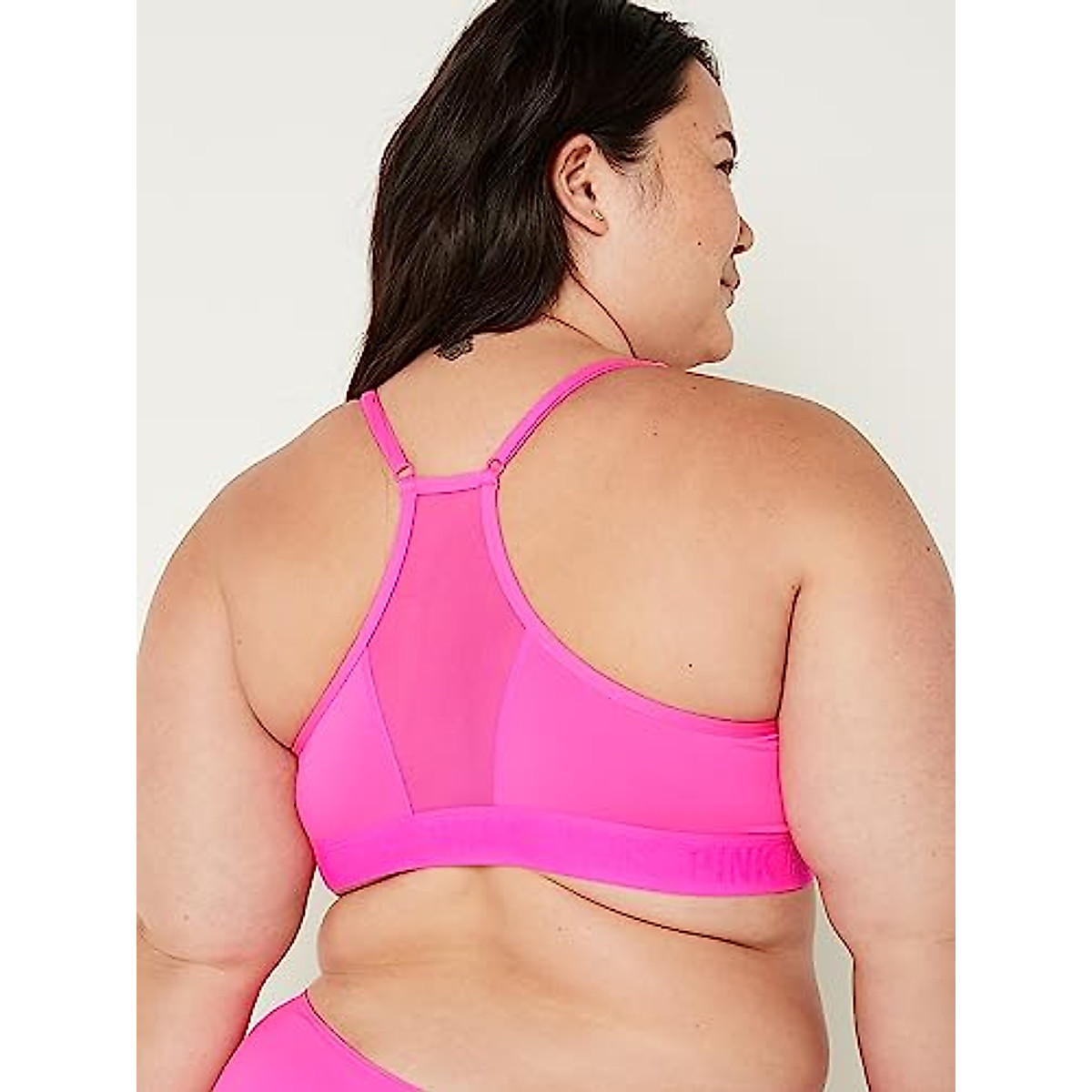 Victoria's Secret Pink Ultimate Racerback Sports Bra, Low Impact Bras for Women, Athletic, Pink (XL)