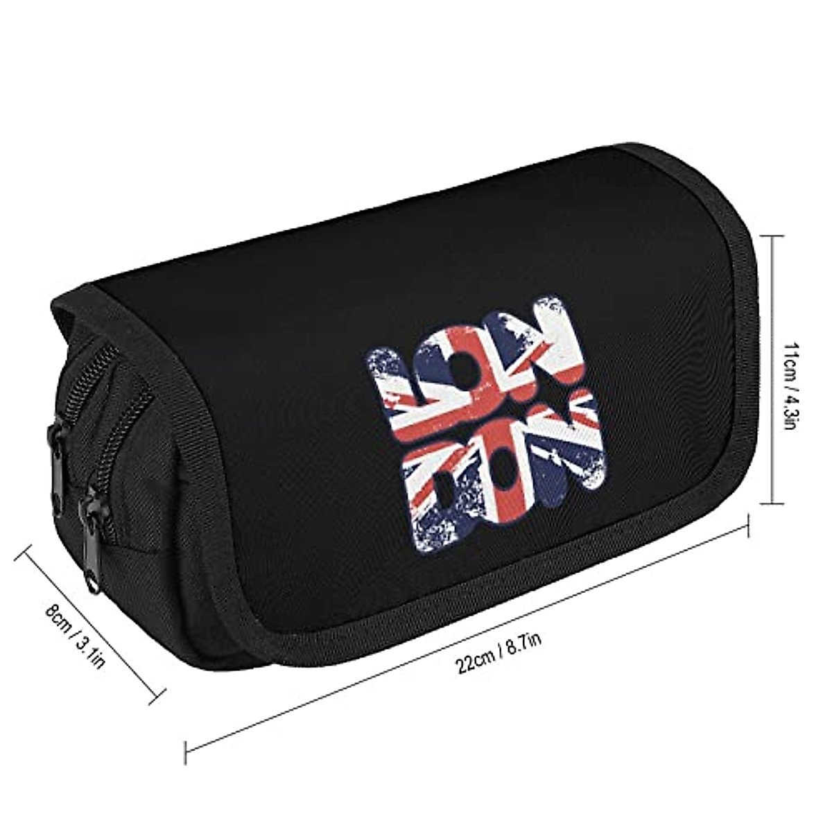 I Love London UK Flag Pencil Case with Two Large Compartments Pocket Big Capacity Storage Pouch Pencil Bag for School Teen Adult