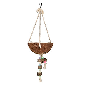 Syuanmuer Parrot Coconut Shell Swing, Hanging Bed Coconut, Bird Nest Shell Swing, Birdhouse Cage Swing Toys for Parrot Parakeet Lovebird Finch Canary.
