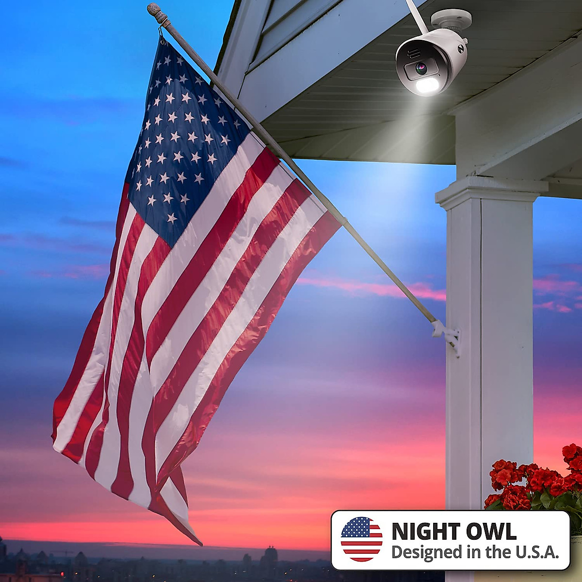Night Owl Sp, Llc Night Owl Wi-Fi IP 4K HD Indoor/Outdoor Dual Spotlight Cameras with 2-Way Audio, Preset Voice Alerts and Built-in Camera Siren