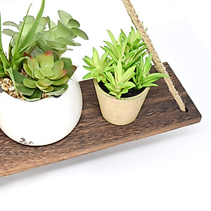 Boho Wall Hanging Shelf - Wood Hanging Shelves for Wall - Farmhouse Rope Shelves for Bedroom Living Room Bathroom - Rustic Wood Shelves - Hanging Plant Shelf - Triangle Floating Shelf (Triangle Mount)