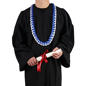 TFTAFAN Graduation Lei Graduation Ribbon Lei Necklace 2023 Graduation Necklace Braided Necklace Graduation Gift Party Accessories for Women and Men (blue and white, 12)