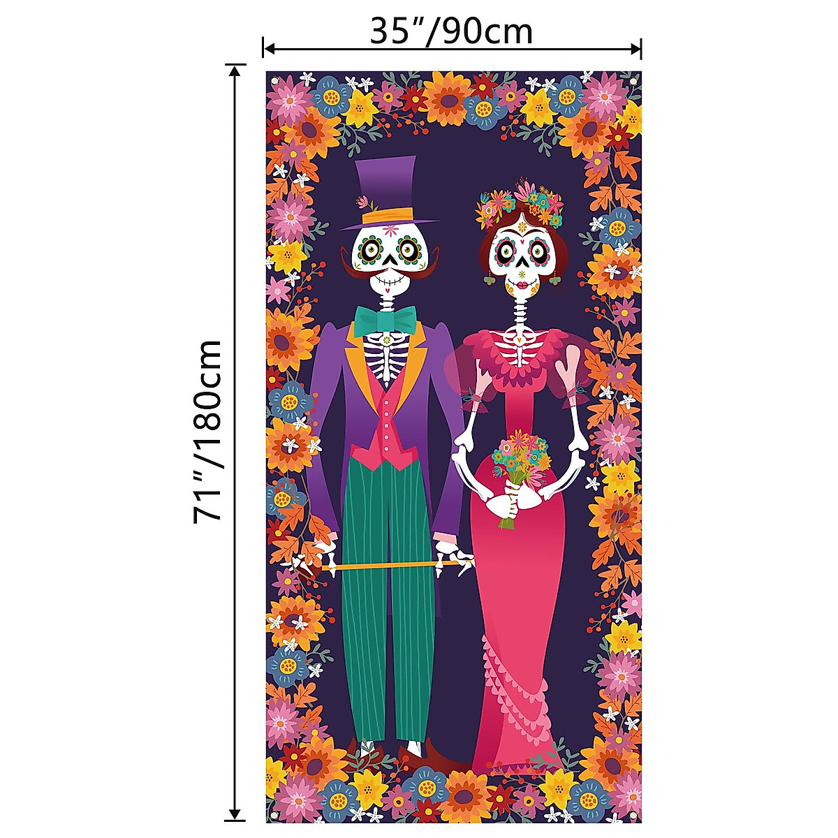 Day of The Dead Decorations Dia De Los Muertos Door Cover Mexican Altar De Muertos Sugar Skull Day of The Dead Decorations and Supplies for Home Party