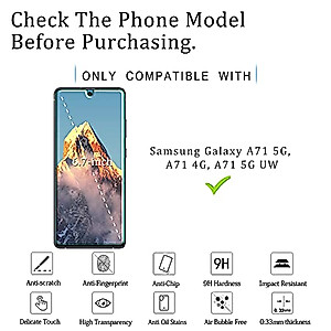 KATIN [2-Pack] Screen Protector For Samsung Galaxy A71 5G, Galaxy A71 5G UW, Galaxy A71 4G Tempered Glass, Anti Scratch, Bubble Free, Support Fingerprint Scan, Easy to Install, Case Friendly