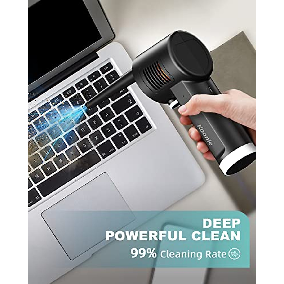 Koonie Cordless Air Duster, Battery Operated Computer Cleaning Duster, Portable Replaces Compressed Air Cans, 6000mAh 10W Fast Charging Air Blower, No Gas for Computer Keyboard, Car, Pet House
