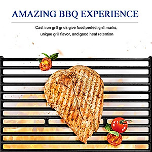 GGC 15 Inch Grill Grates Replacement for Broil King 9453-54, 9453-57, 9453-64, 9865-54, 9453-67, Broil-Mate, Silver Chef, Sterling Gas Grill, 2 PCS Cast Iron Cooking Grid Grates (15" x 12 3/4" Each)