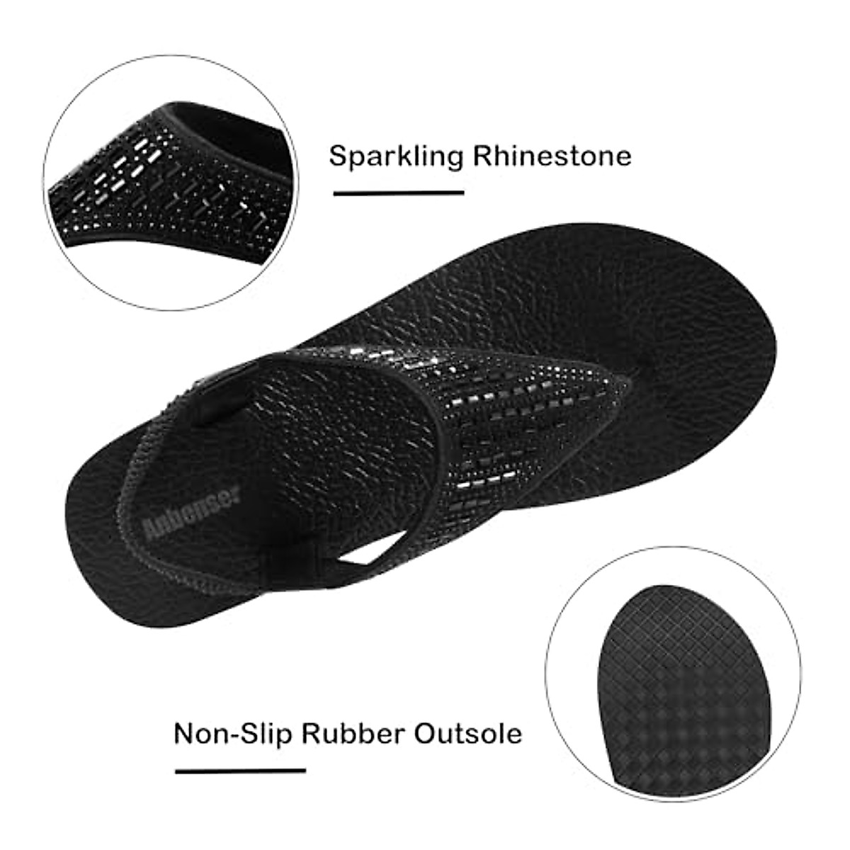 Ranberone Women's Yoga Mat Meditation Flat Sandals Black Size 8.5