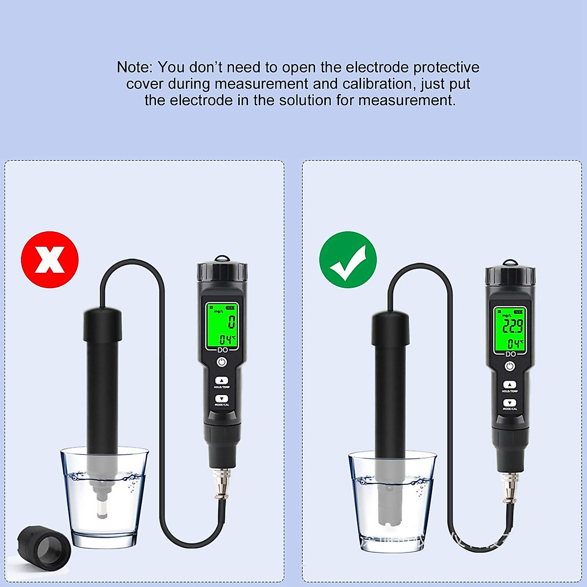 Hyuduo Digital Dissolved Oxygen Meter PH Water Quality Temperature and Humidity Meter Analyzer for 0.0‑40.0mg L Oxygen Concentration Portable DO Pen