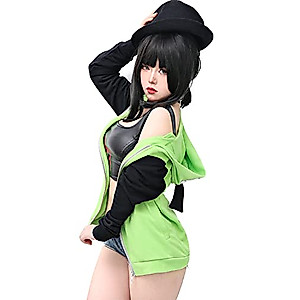 C-ZOFEK ZIM Cosplay Hoodie Mens Womens Green Coat with Ears for Halloween and St. Patrick's Day Costume