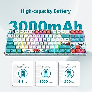 Womier M87 TKL Mechanical Keyboard, Hot Swappable Wireless Gaming Keyboard 87 Keys, RGB Backlit Custom Keyboard Onboard Memory for Windows Mac PC Gamer (Coral Sea, Gateron Red Switch)