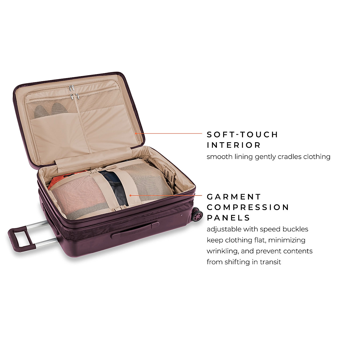 Briggs & Riley Sympatico Hardside Medium Spinner Luggage, Plum, 27-Inch Checked