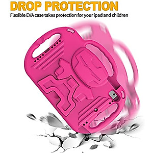 BMOUO Kids Case for iPad 6th/5th Generation (9.7 inch, 2018/2017), iPad Air 1 & iPad Air 2 Kids Case with Shoulder Strap for for iPad 9.7” (iPad 6th/5th Gen)/iPad Air 1st/2nd Generation, Rose