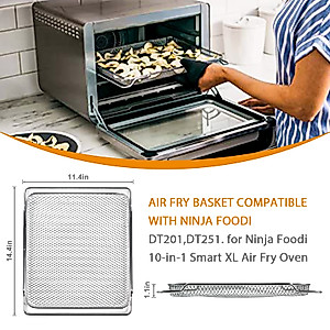 Replacement Air Fryer Basket for Ninja Foodi DT251 DT201 Air Fryer Oven, Stainless Steel Air Fryer Accessories for Ninja Foodi 10-in-1 Smart XL Air Fry Oven