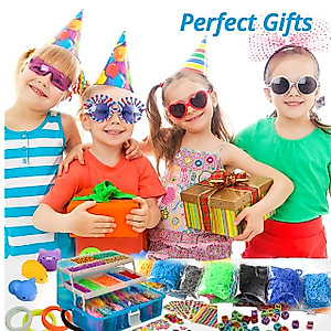 XYTLAX 16800+ Rubber Bands for Bracelets Making Kits in 35 Colors,600 S-Clips,300 Beads, 30 Charms, DIY Rubber Loom Bands Kit DIY Art Craft Birthday Christmas Gift (Blue)