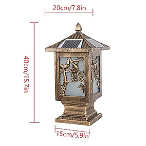 MHCZBGY Waterproof Metal Column lamp Solar Patio Column Light Home Outdoor Pillar Light Outdoor Garden Villa Pillar Lights European Style Column Light