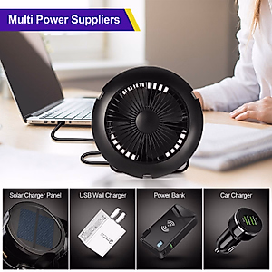 Misby Camping Fan with LED Lights, Rechargeable Portable Tent Fan with Hanging Hook, Portable Quiet Battery Powered USB Desks Fan for Camping,Picnic, Barbecue, Fishing, Home & Office (Black)…