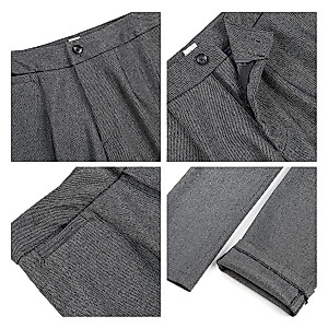 MODFUL Women's 2 Piece Business Suit Pant Set Slim Fit One Button Blazer Jacket Lady Work Suit for Office (Grey,X-Large)