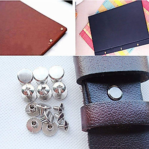 Yinpecly 25Pcs Female M5x8mm Carbon Steel Screw Post Silver Belt Buckle Binding Bolts Leather Fastener Fit for 3/16"(5mm) Hole Dia