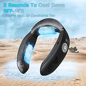 CXLiy Neck Air Conditioner, 3 Cooling Plates Portable Neck Fan, Semiconductor Cooling Neck Fans, LED Rechargeable 3500mAH Bladeless Neck Fan, 6 Gear Personal Fan, 2 Mode, Neck Cooler, And Heater