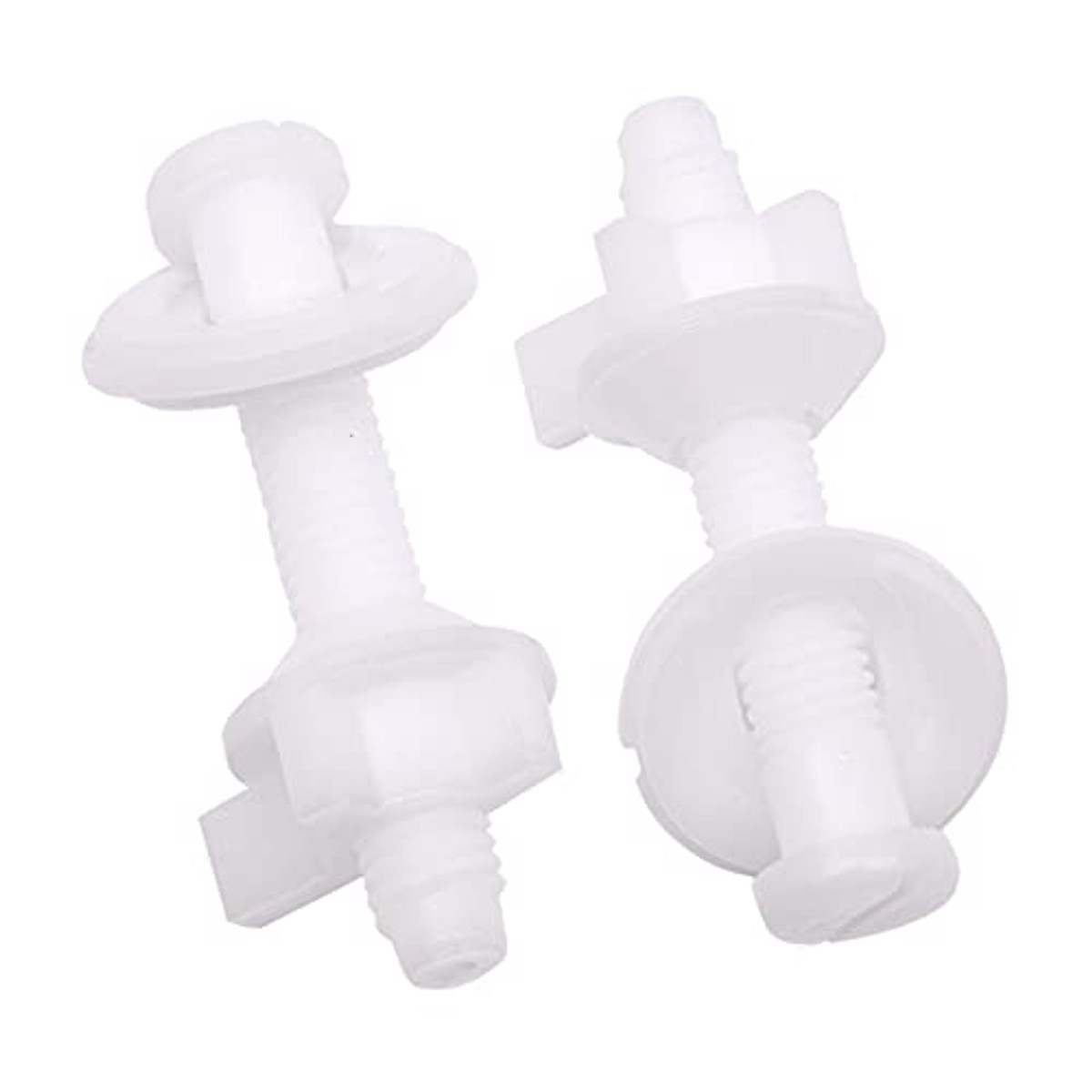 Jwodo Toilet Seat Screws, Universal Toilet Seat Hinge Bolts and Screws, with Plastic Toilet Seat Hinge Bolts, Nuts and Washers, Replacement Parts for Fixing Top Mount Toilet Seat Hinges (2 Packs)