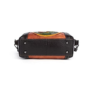 ZLXDP Hand-Embossed Handbag Women's Bag Retro Versatile Large-Capacity -Shoulder Messenger Bag (Color : Black, Size