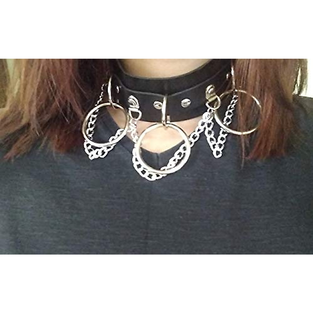 Xjoyous Circle Choker Necklace PU Leather Goth Choker Collar with Black Studded Punk Rock Rivet Collar Adjustable Size
