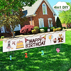 Blank Yard Lawn Signs, 4 Pack 18 x 12 Inches White Plastic For Happy Birthday,Garage Sale, Rent, Guidepost Decorations, Blank Lawn Signs With Stakes