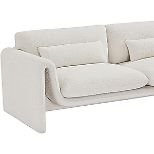 Meridian Furniture 198Cream-L Stylus Collection Modern | Contemporary Boucle Fabric Upholstered Loveseat with Rich Cream Boucle Fabric, Curved Arms, 64" W x 38" D x 31" H, Cream