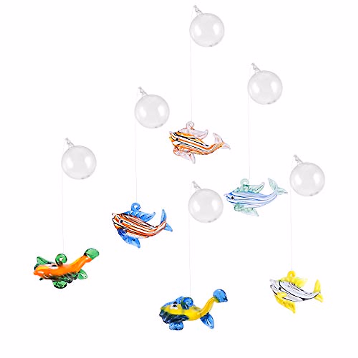 Baluue Floating Fish Tank Decorations - 6pcs Aquarium Float Ball Decoration Fish Tank Blown Glass Fish Figurine Floating Aquarium Accessories