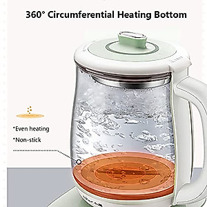 Bear YSH-C18S2 Health Pot, Electric Kettle Tea Maker with Infuser, Glass Kettle & Stew Pot, 16 Menus 1.8L 120V, Green