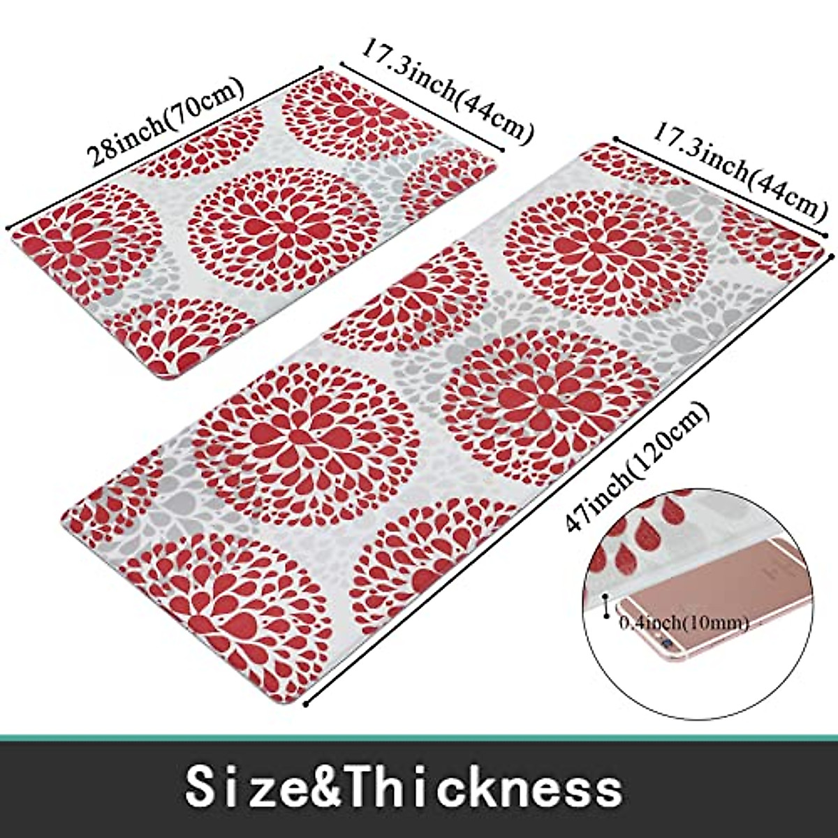 Homcomoda Boho Kitchen Rugs Sets 2 Piece Cushioned Anti Fatigue Kitchen Mats for Floor Non Slip Waterproof Comfort Mats for Kitchen Laundry Office