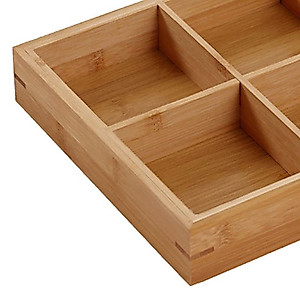 Divided Wooden Tray, Environmental Friendly Wooden Serving Tray for Sushi Plate (6 Compartments)