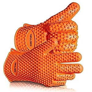 BBQ Grilling Gloves Oven Mitts Gloves for Cooking Baking Barbecue Potholder（Orange）