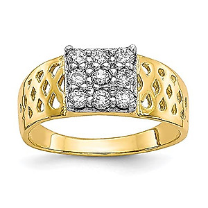 IceCarats 10K Yellow Gold Cubic Zirconia CZ Ring Size 1.5