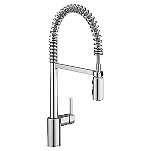 Moen Align Chrome One-Handle Pre-Rinse Spring Pulldown Kitchen Faucet with Pull Down Sprayer and Power Boost, Single Hole Kitchen Sink Faucet, 5923