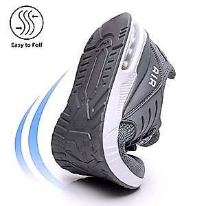 BOGOVER Men's Walking Shoes Non Slip Running Tennis Shoes Breathable Lightweight Air Cushion Sneakers for Tennis Gym Jogging (Dark Grey, 6)