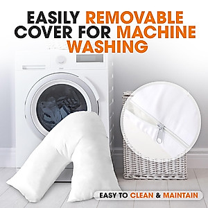 Cheer Collection Oversized V Shaped Pillow, L Shaped Pillow for Neck and Shoulder Support, Side Pillow for Sleeping on Side, Pregnancy Pillow, Curved Pillow, Includes Pillow Cover