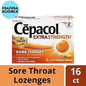 Cepacol Maximum Strength Throat Drop Lozenges, Honey Lemon, 16 Count (Pack of 24)
