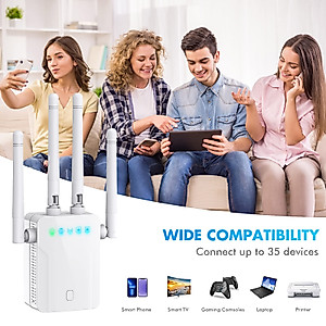 New WiFi Extender Signal Range Booster, Cover Up to 8290 Sq.ft & 35 Devices for Home, MEESTORY WiFi Amplifier with Ethernet Port & Access Point, 1-Tap Setup