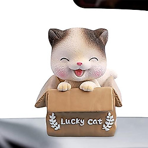Dashboard Bobbleheads, Lucky Cat Dashboard Car Ornaments Bobble Head Cat Pet Toy, Shaking Head Cat Decor for Car Interior, Automotive Dashboard, Home Desktop KOT-us