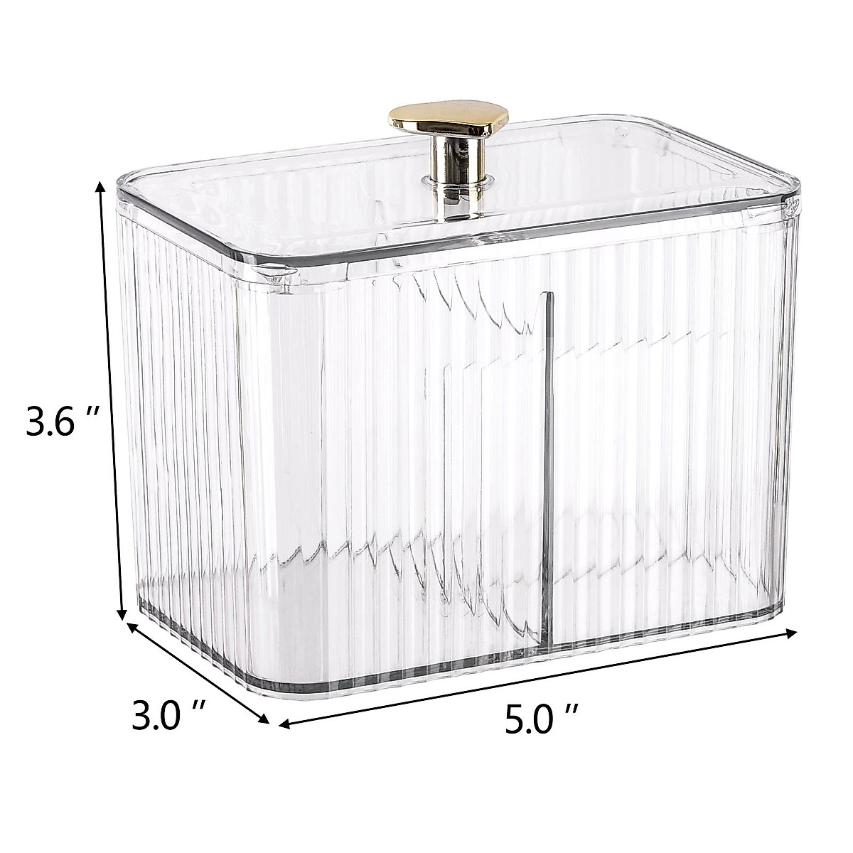 Tbestmax Qtip Holder Dispenser 3-Section Clear Bathroom Organizer Jar 3 Grids Cotton Swab/Pad/Ball Holder Container Cosmetics Storage for Vanity