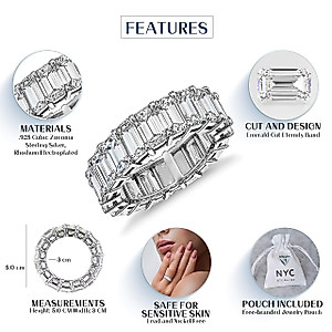 Sterling Silver Emerald Cut Eternity Band Cz Ring - Beautifully Crafted Eternity Ring with Emerald Cut Cz Stones (8)