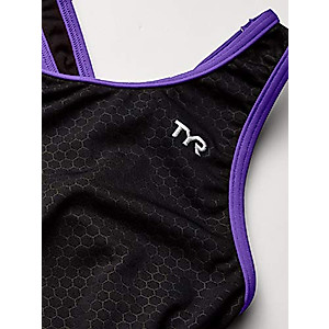 TYR womens Hexa Maxfit Swimsuit, Blk/Purple, 36 US