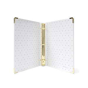 russell+hazel White Patent Signature 3-Ring Binder (36917)