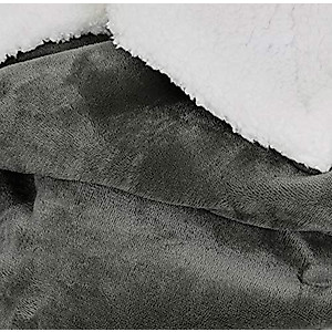 Amazon Basics Ultra-Soft Micromink Sherpa Blanket - Full/Queen, Charcoa