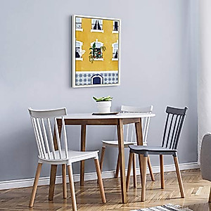 Kate and Laurel Sylvie Lisbon Framed Canvas Wall Art by Maja Tomljanovic, 18x24 White, Colorful Feminine Art Decor