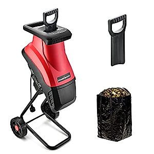 PowerSmart Corded Wood Chipper,15-Amp Electric Garden Chipper with Safety Locking Knob, Collection Bag