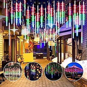 Allnice Meteor Shower Lights Falling Rain Lights Christmas Lights 30cm 8 Tube 192 LEDs Fairy String Lights for Halloween Christmas Wedding Tree Garden Home Outdoor Decoration (Multicolor)